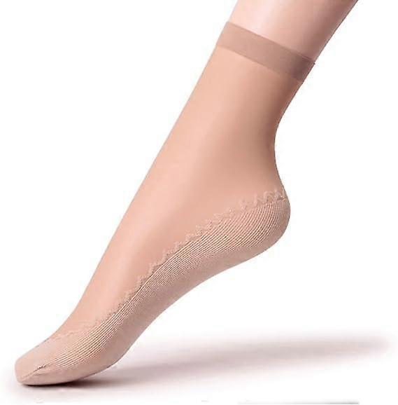 Women's 12 Pairs Silky Anti-Slip Cotton Sole Sheer Ankle High Tights ...