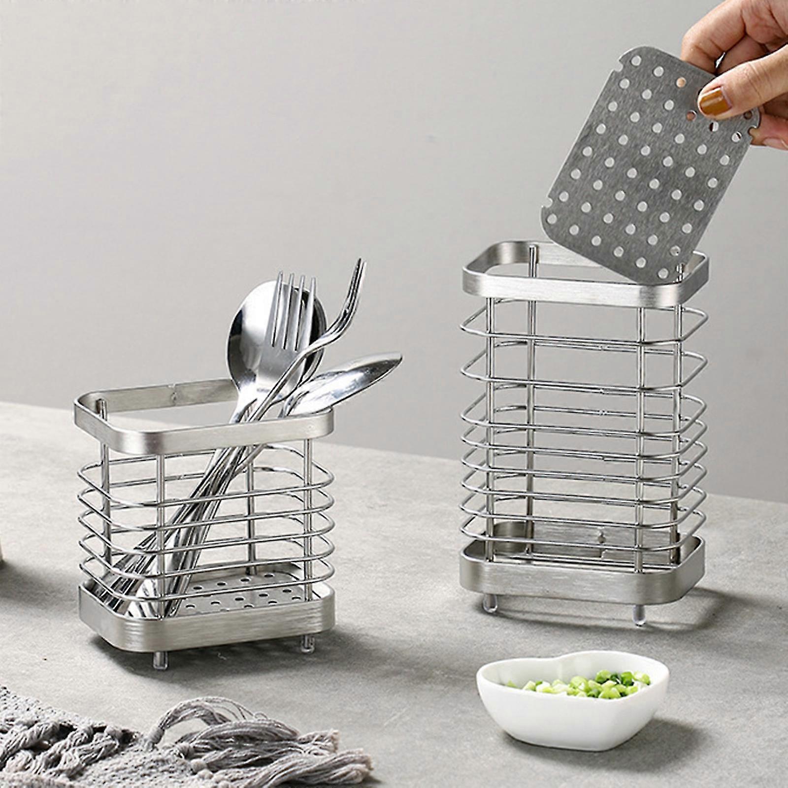 Stainless Steel Countertop Holder Cutlery Stand Kitchen Sink Tidy ...