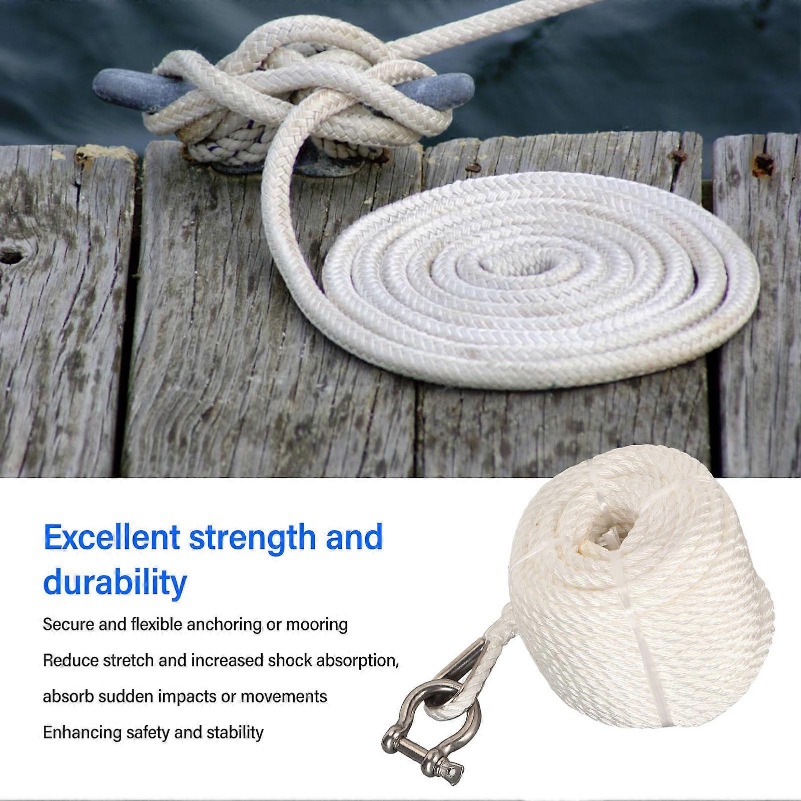 75FT Double Braid Nylon Boat Dock Lines 1565 Lbs Breaking Force Mooring ...