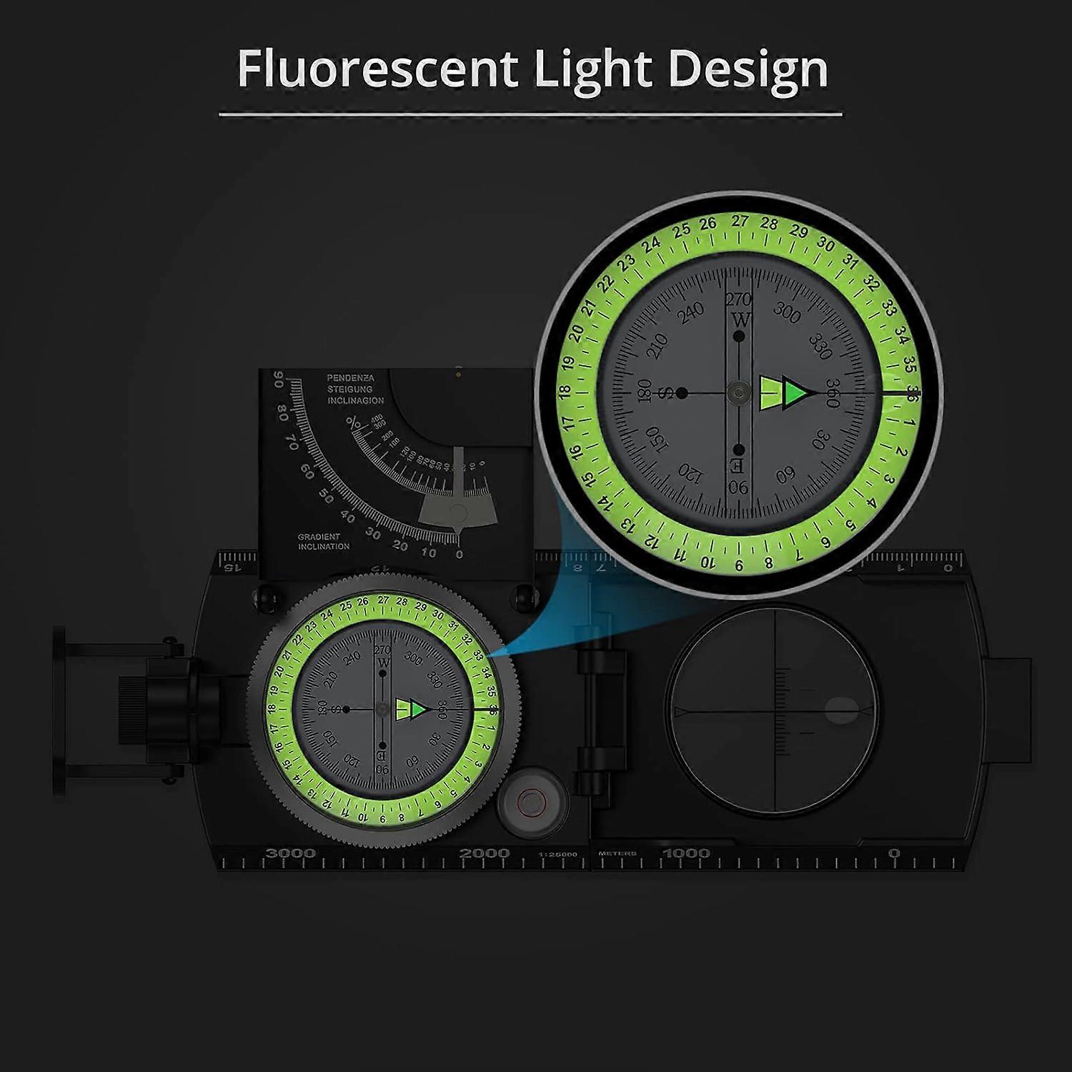 Compass Navigation with Clinometer Compass Hiking with Fluorescent ...