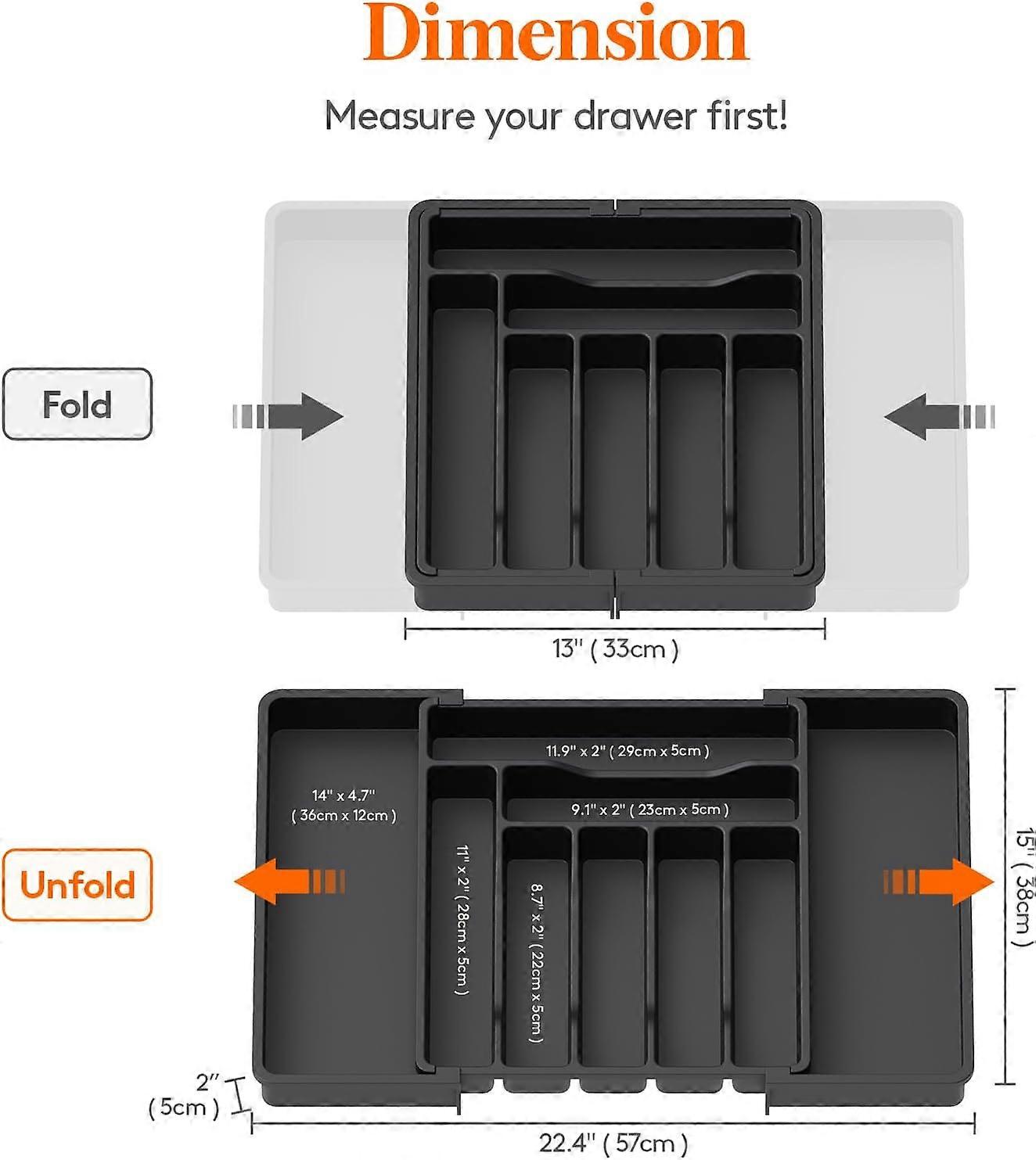 Lifewit Silverware Drawer Organizer, Expandable Utensil Organizer for ...