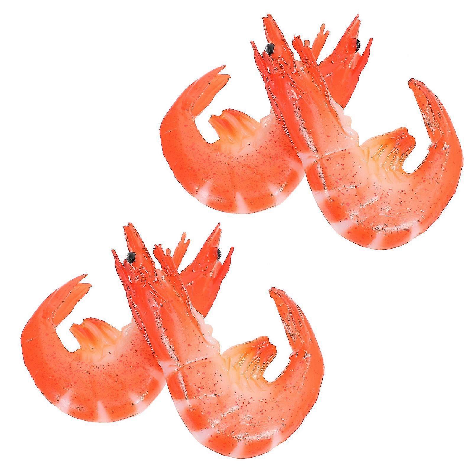 4pcs Artificial Shrimp Model Lifelike Red Prawn Figurine Kids Animal ...
