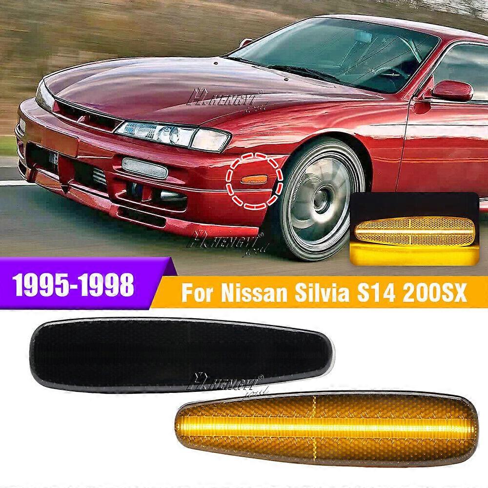 2x Smoked For Nissan 240SX Silvia S14 95-98 LED Front Bumper Side ...