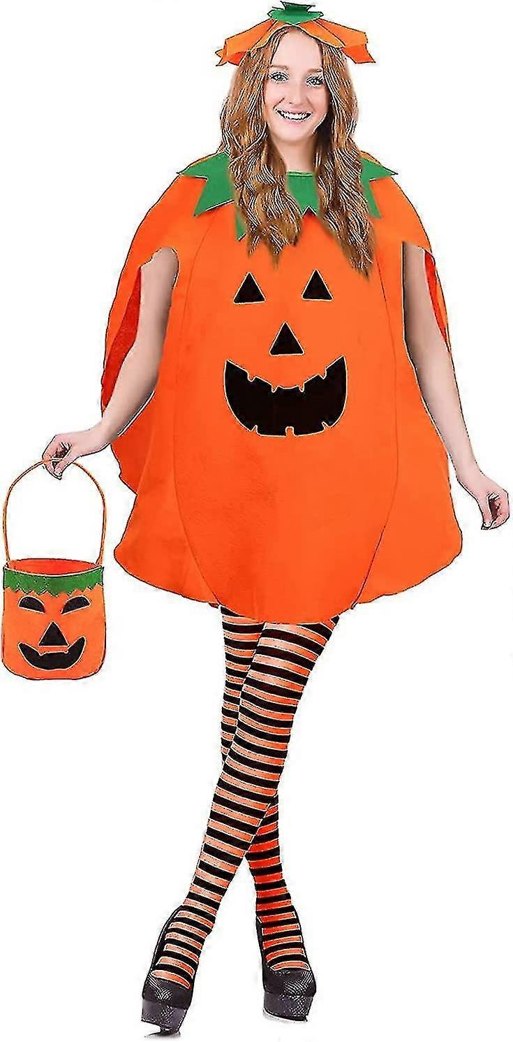 4 Pieces Halloween Pumpkin Costume For Adult,pumpkin Outfits Cosplay ...