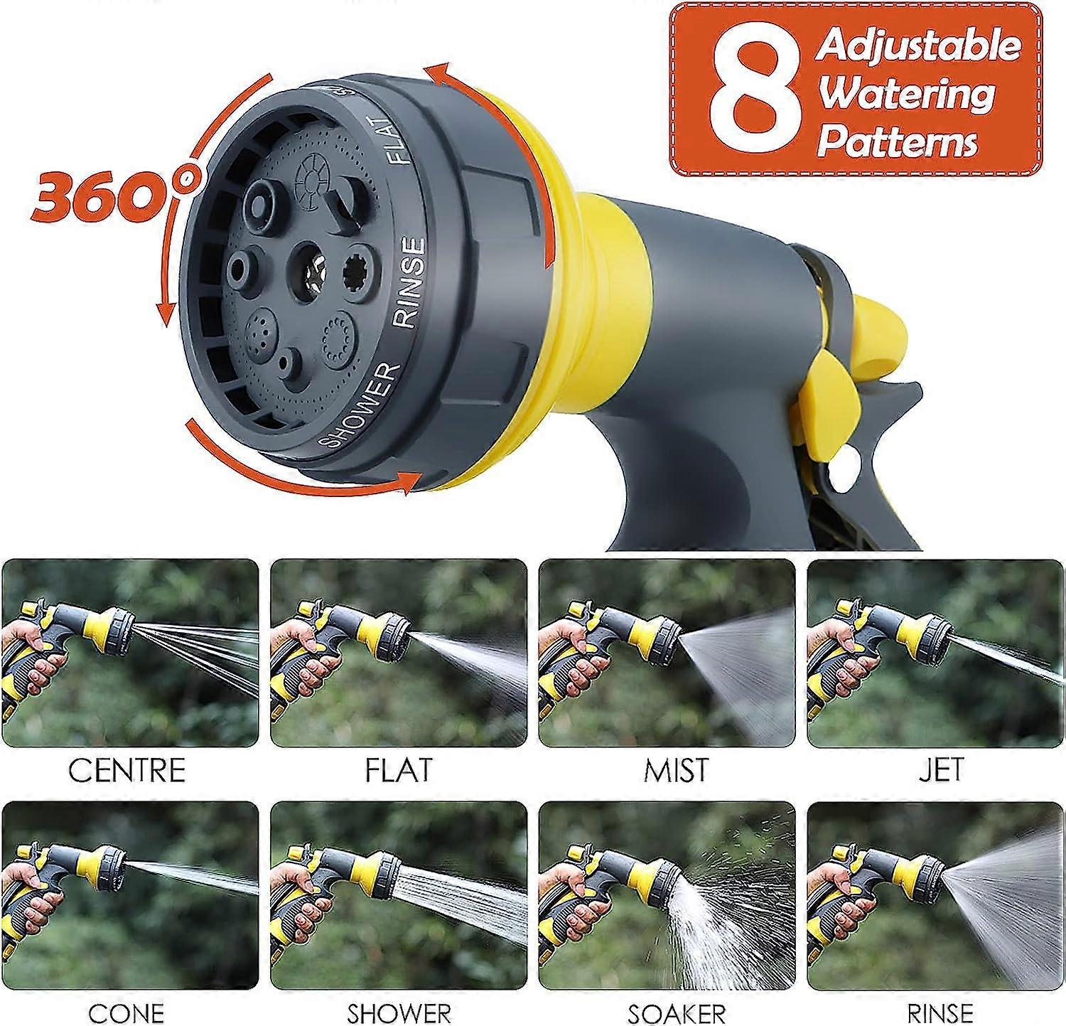 Garden Hose Spray Nozzle 8 Adjustable Patterns Water Gun,High Pressure ...