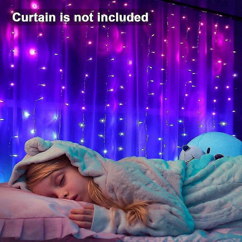 Pink Purple & Blue Ombre Led Curtain Lights With Remote Boris | Fruugo UK