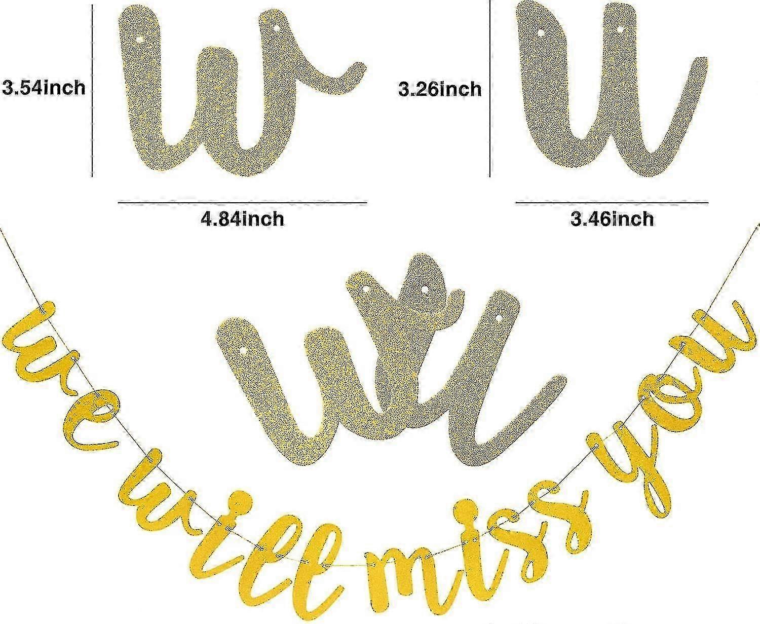 We Will Miss You Banner Gold Glitter Retirement Party Farewell Banner ...
