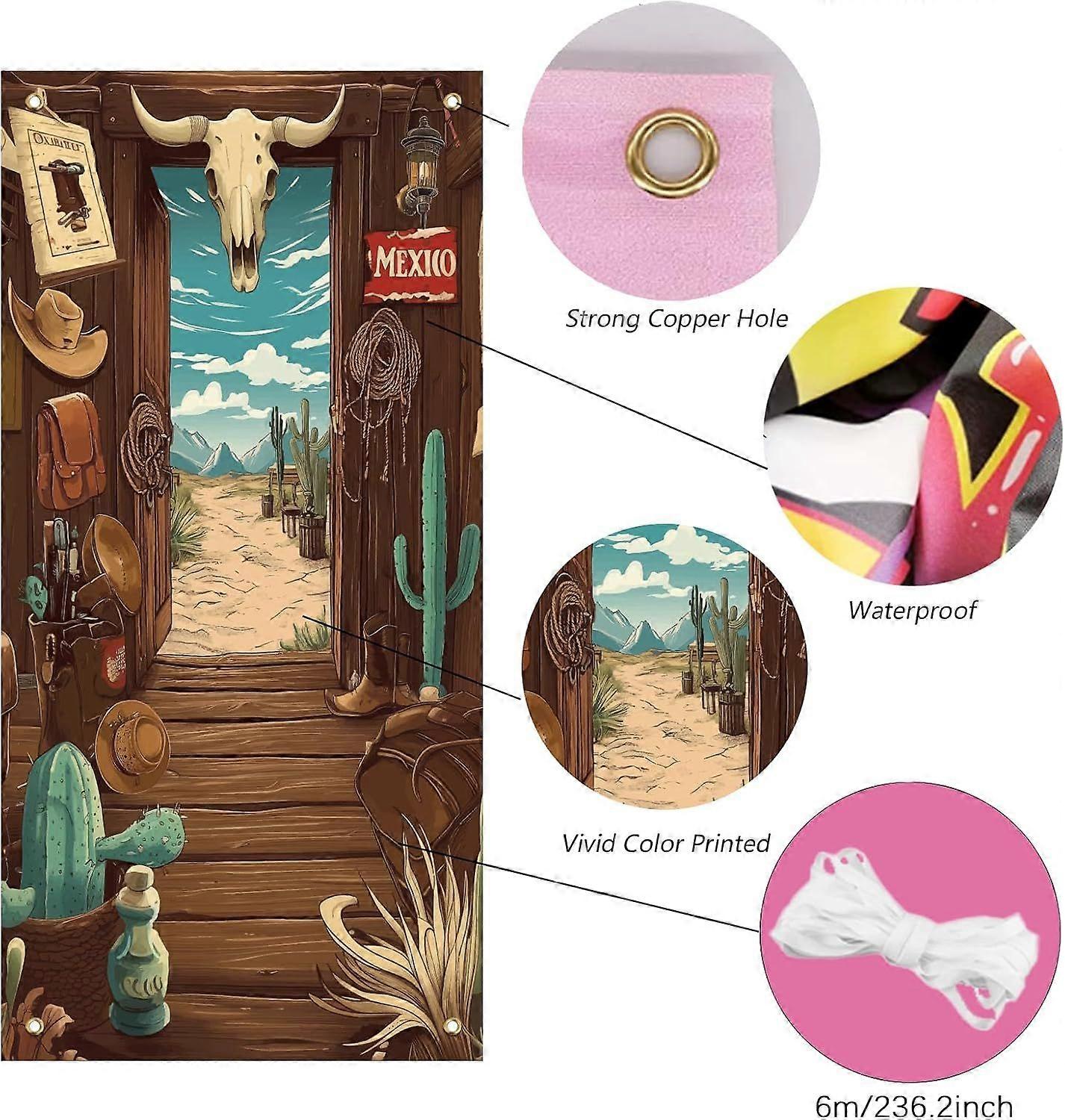 1 Pc Western Cowboy Door Banner Wooden Cabin Cow Skull Cowboy Gear ...