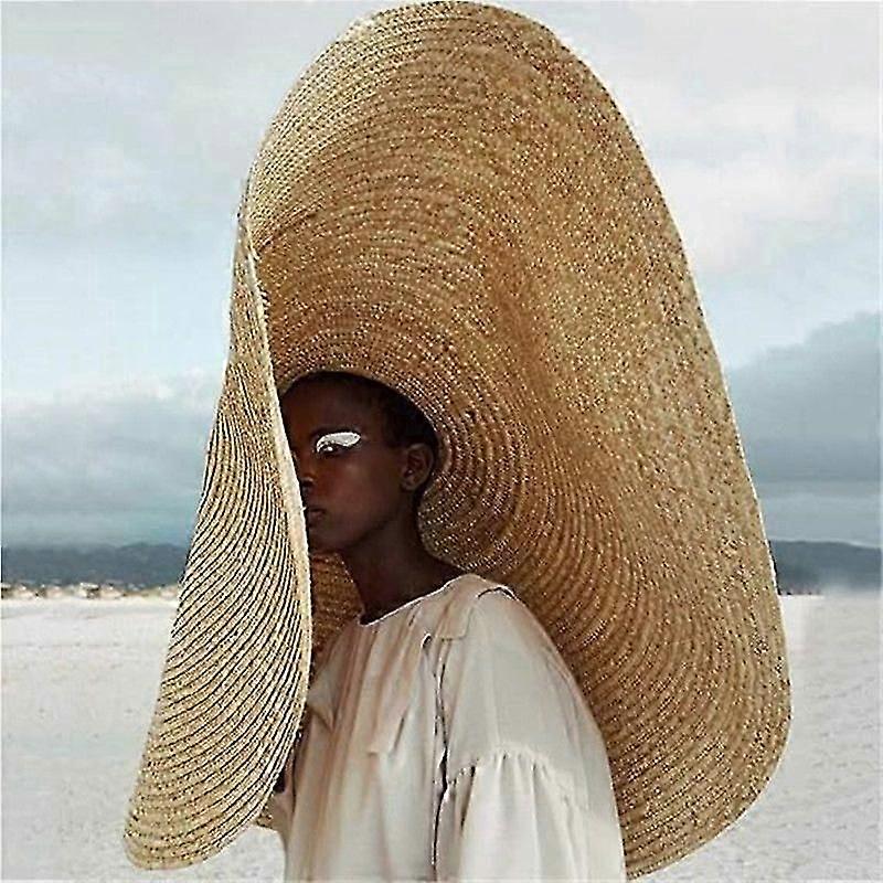 Large Hat Wide Brim Sun Hat Beach Anti-UV Sun Protection Straw Hat ...