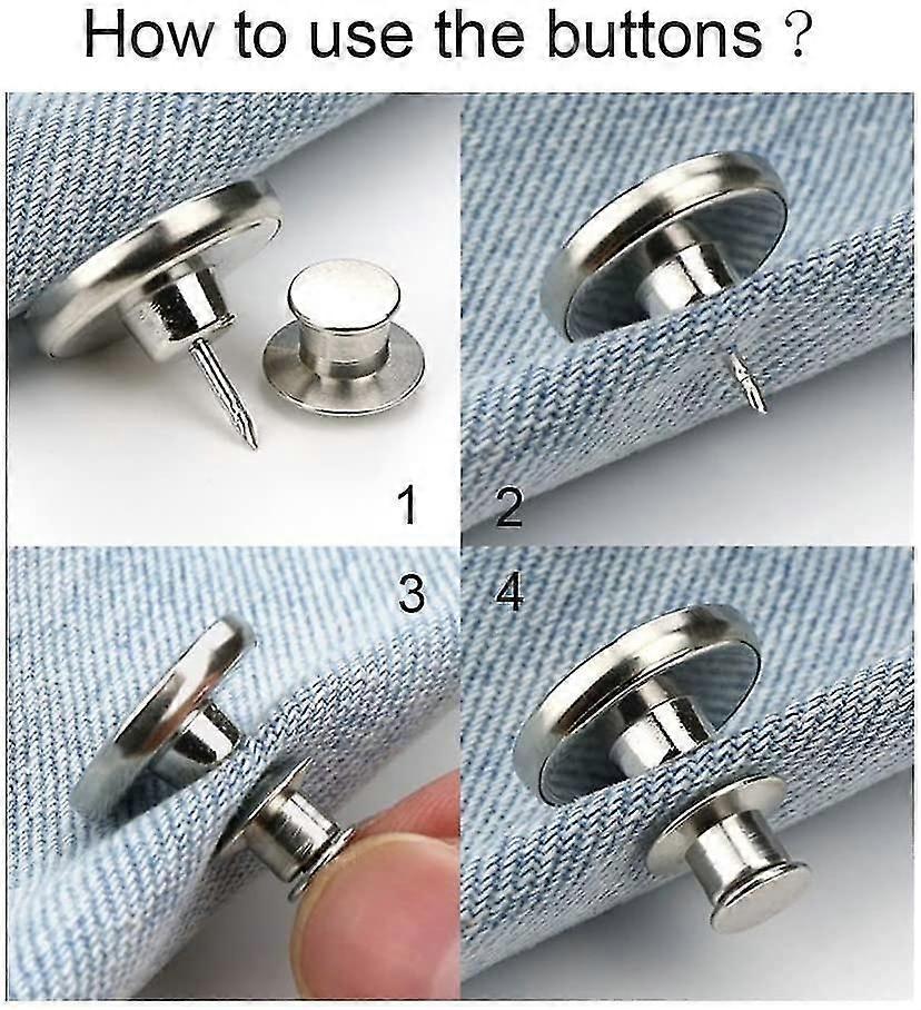 Button Pins For Jeans, No Sew And No Tools Instant Jean Button Pins For ...