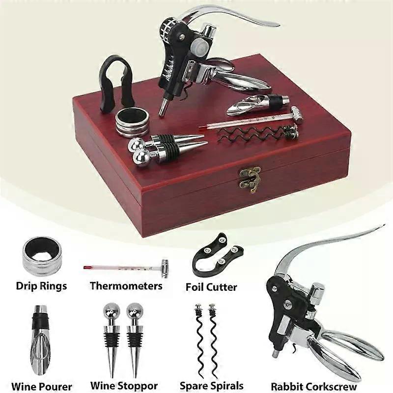 Wine Opener Set Wine Bottle Opener Rabbit Corkscrew Set with Wood Case ...