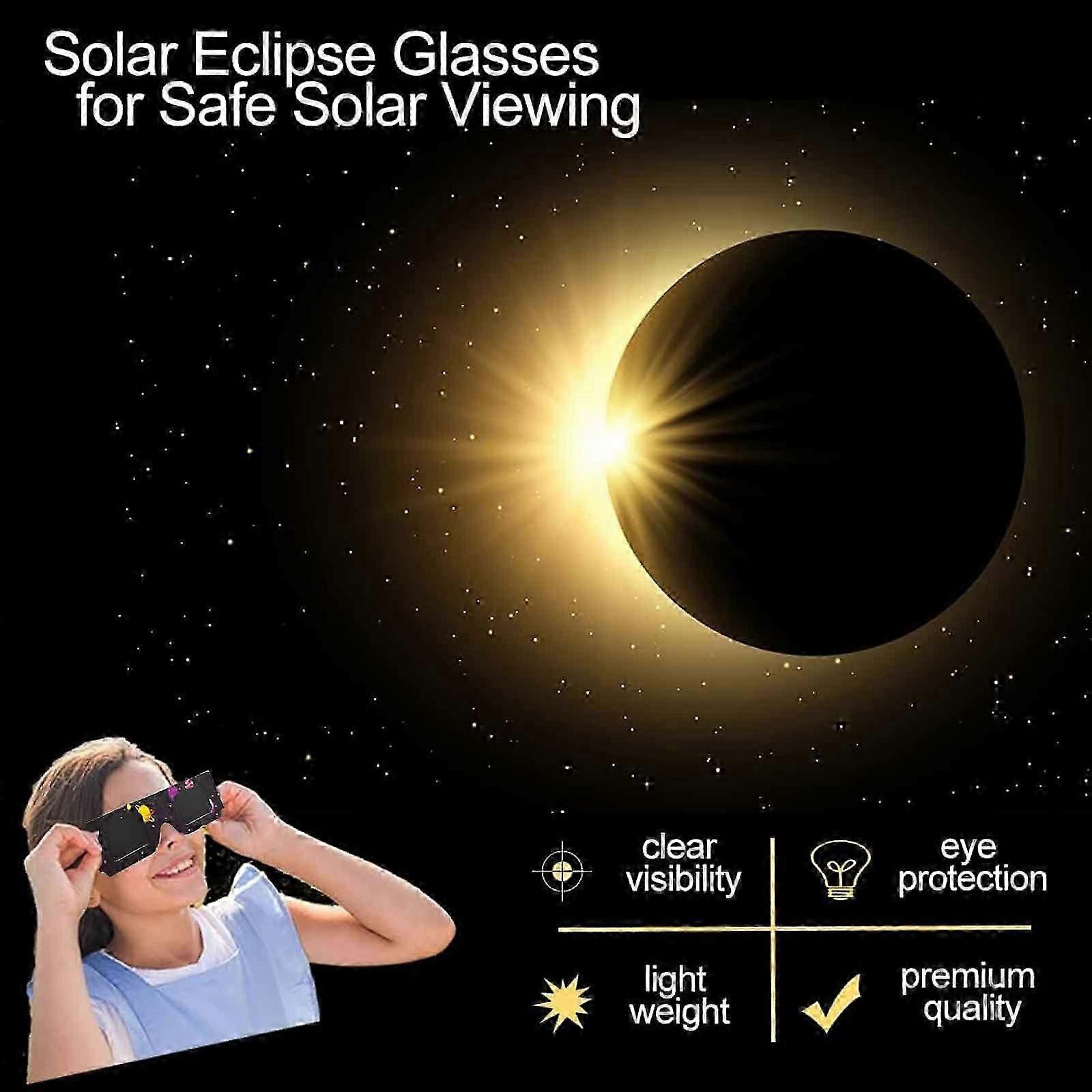 6X Total Solar Eclipse Glasses Portable Safe Shades Glasses Direct Sun ...