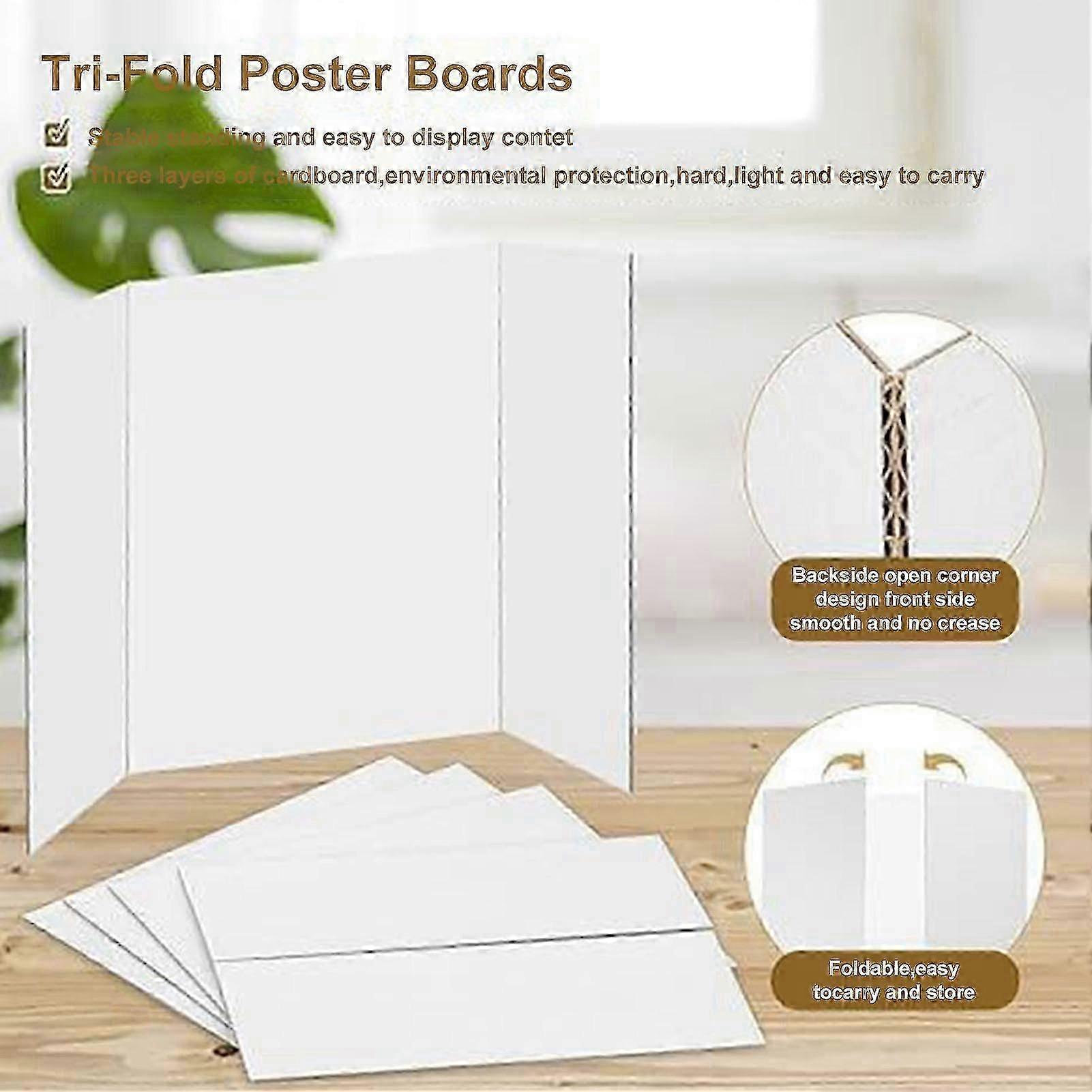 4Pcs Tri-Fold Poster Boards Small White Presentation Boards Corrugated ...