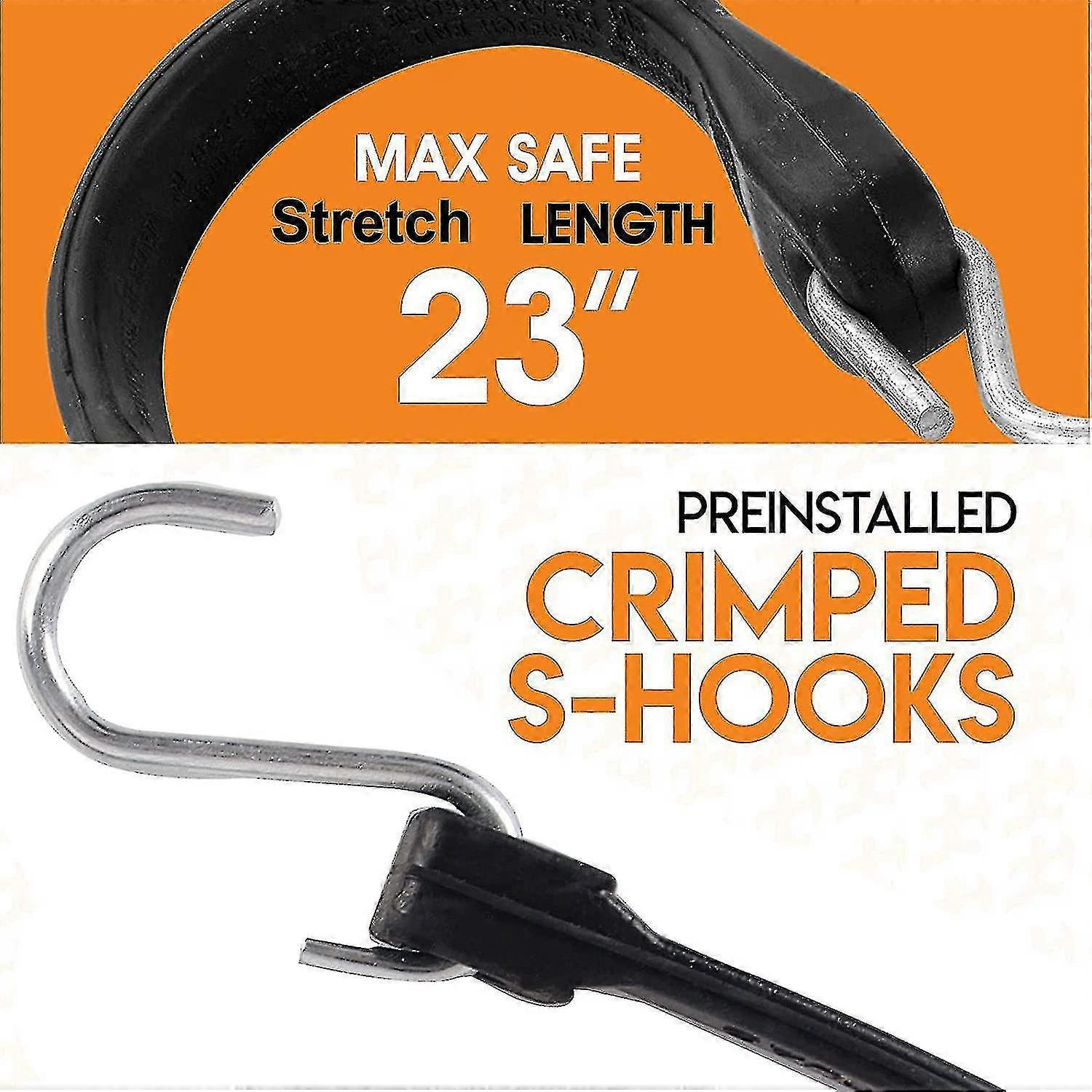 20 Pack 15' Adjustable Rubber Tarp Straps with Hooks for Securing ...