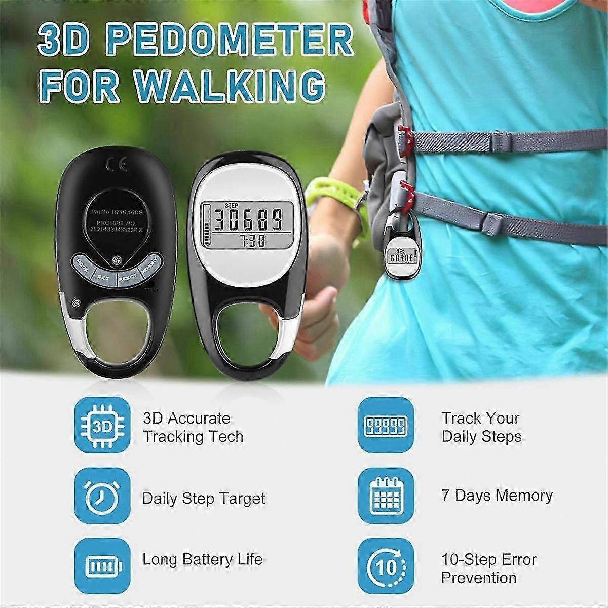 3D Pedometer for Walking Steps & Miles, Portable Step Counter with ...
