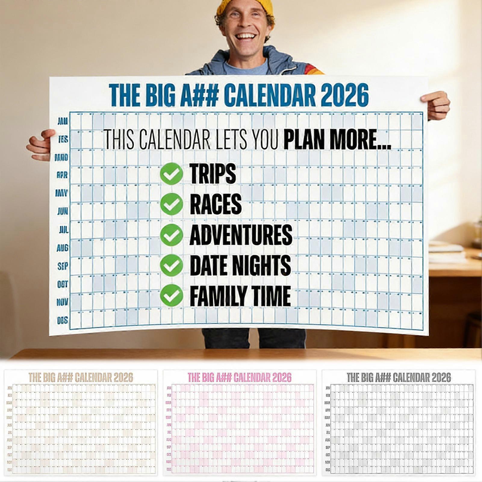 The Big A## Calendar 2026 - Oversized Wall Calendar with Pen & Stickers ...