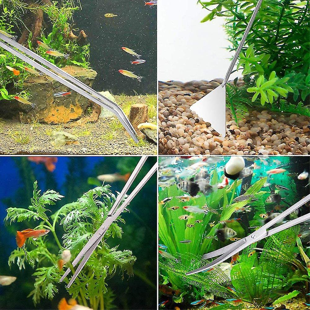 Aquatic Plant Tweezers Scissor Spatula Tool Aquarium Scrapers 4 In 1 ...