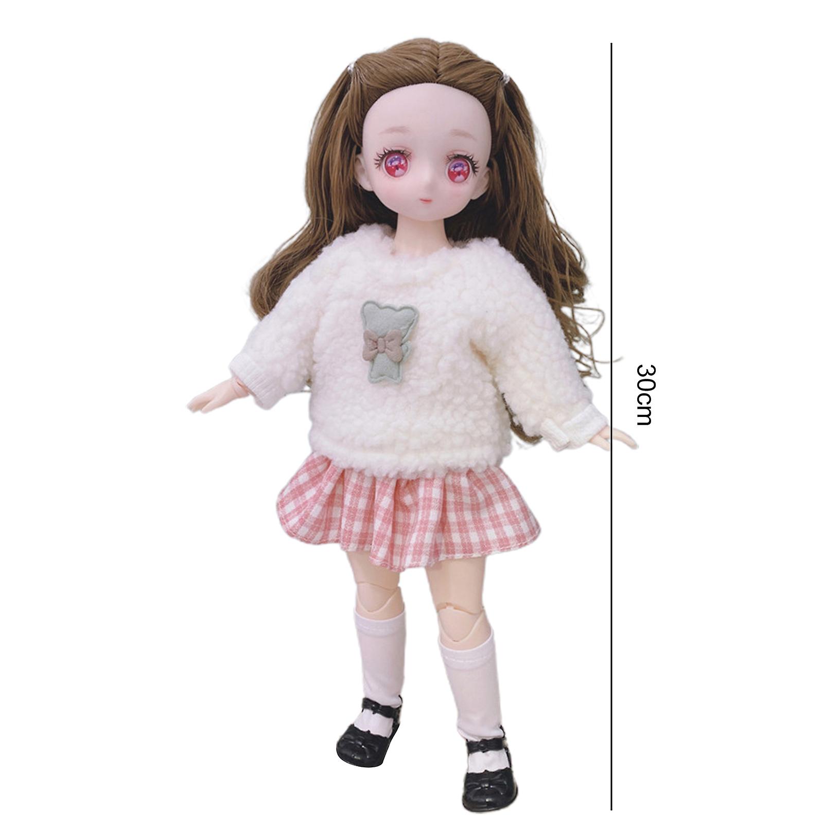 30cm söt docka andra tecknade ansikte 6 poäng BJD docka flicka leksak ...