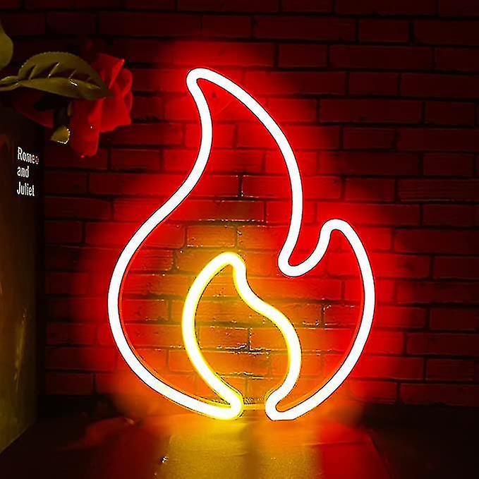 1pc Flame Neon Sign,flame Led Light Sign For Wall Decor,hanging Flame ...