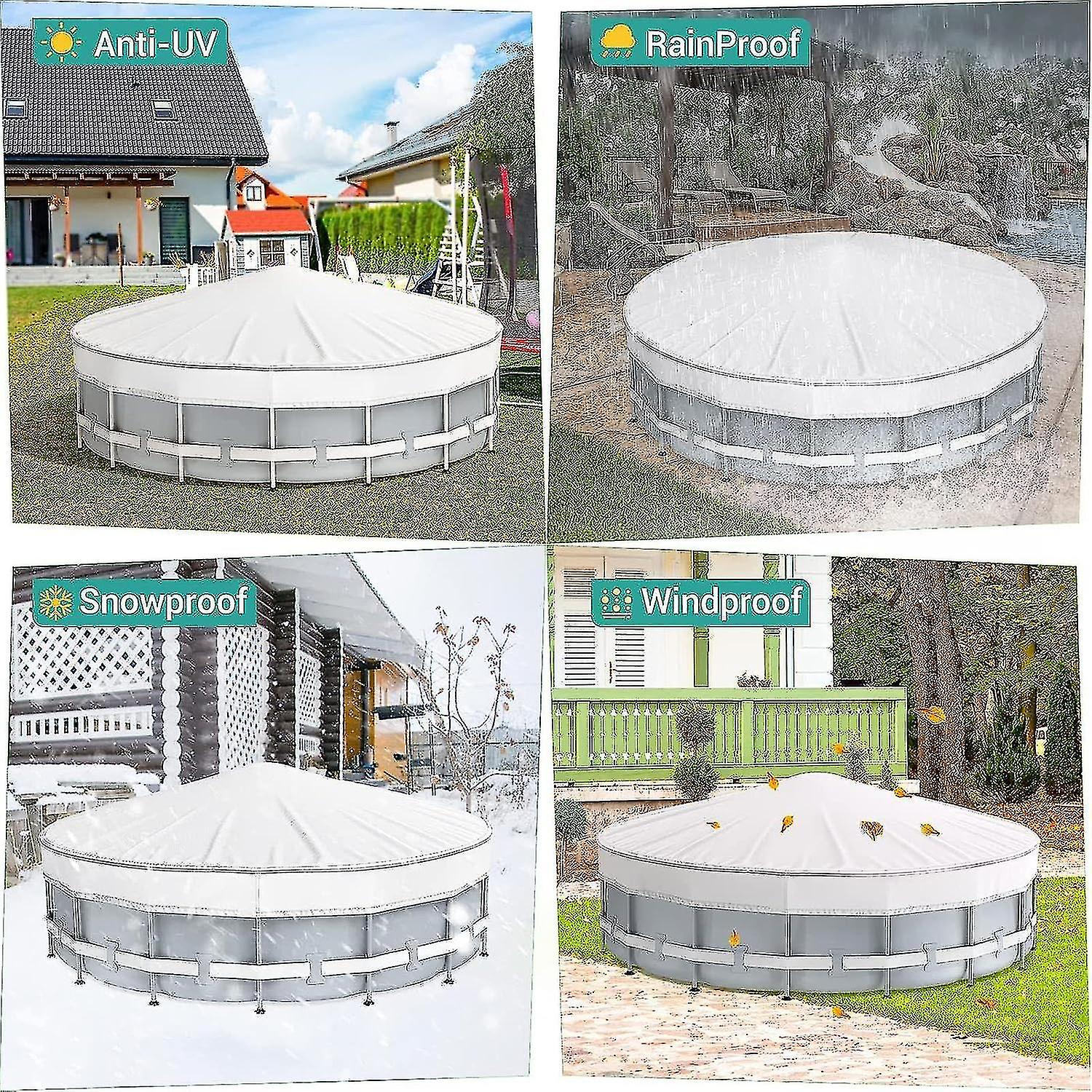 Pool Cover, Windproof Round Inflatable Swimming Pool Cover, Dustproof ...