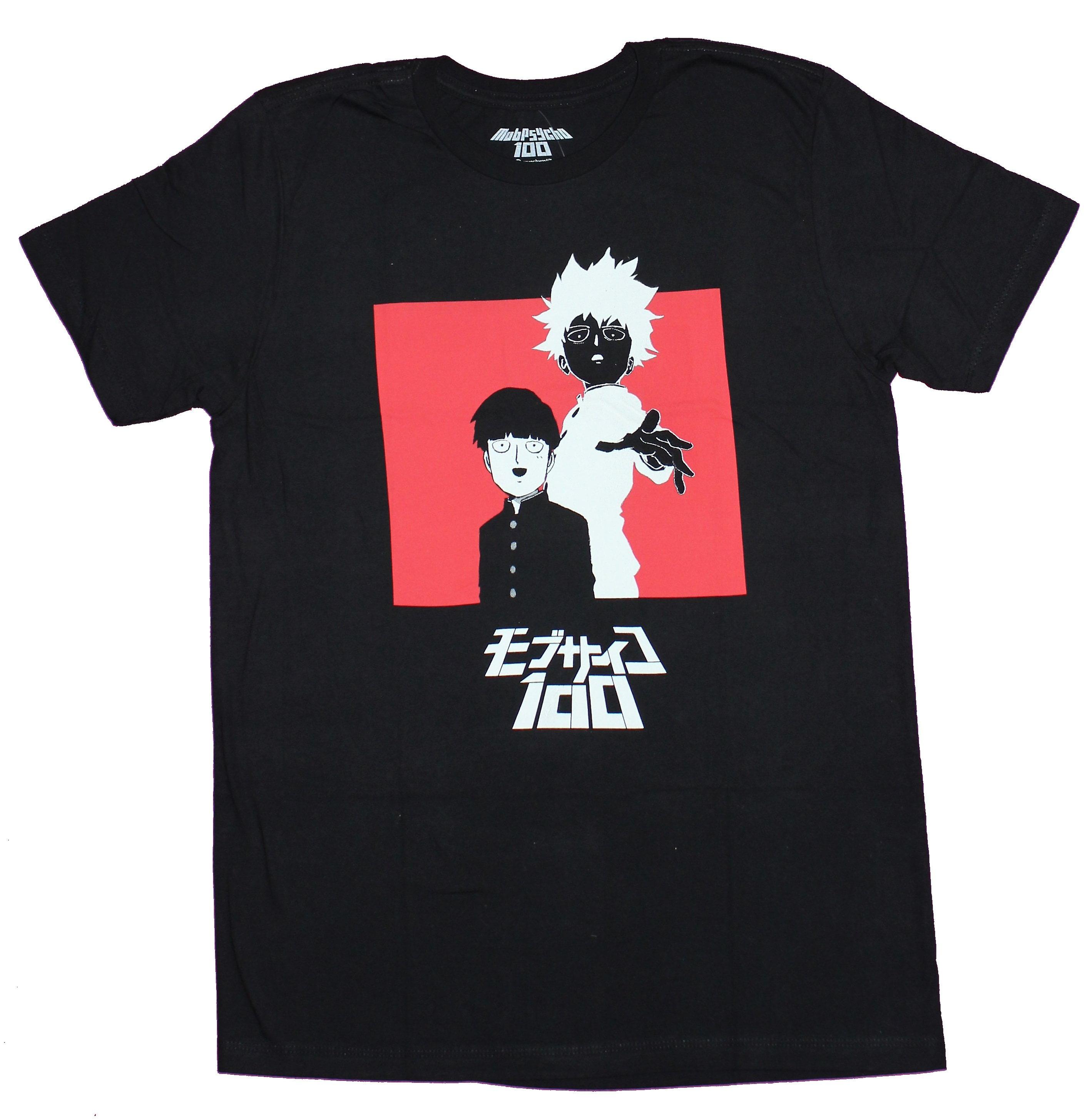 Mob Psycho 100 Mens T-Shirt - Mob Black White & Red Over Kanji Logo ...