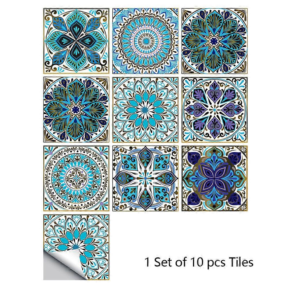 Mandala Style 10Pcs (6x6 inch) Tile Stickers, Peel and Stick Self ...