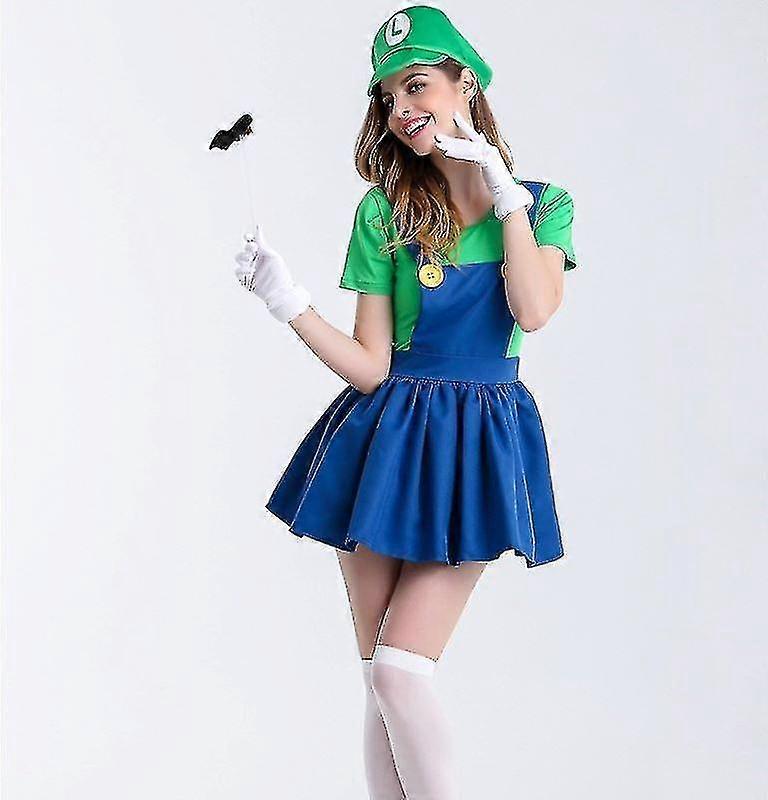 Mario Cosplay Costume Womens Luigi Costume Sexy Plumber Costume
