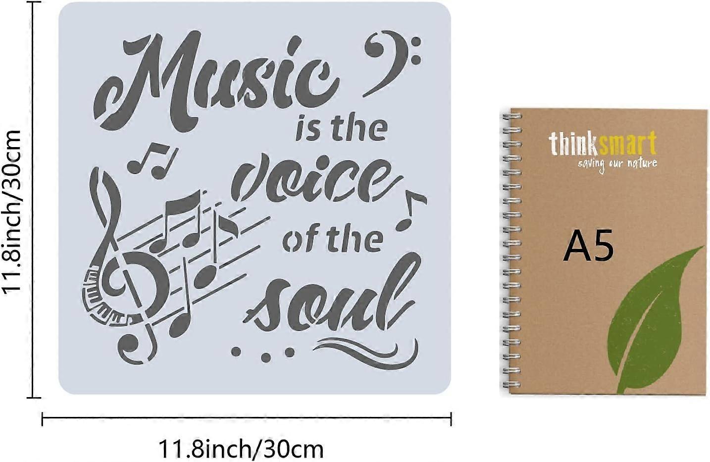 12"X12" Music Note Stencil Music is The Voice of The Soul Templates ...