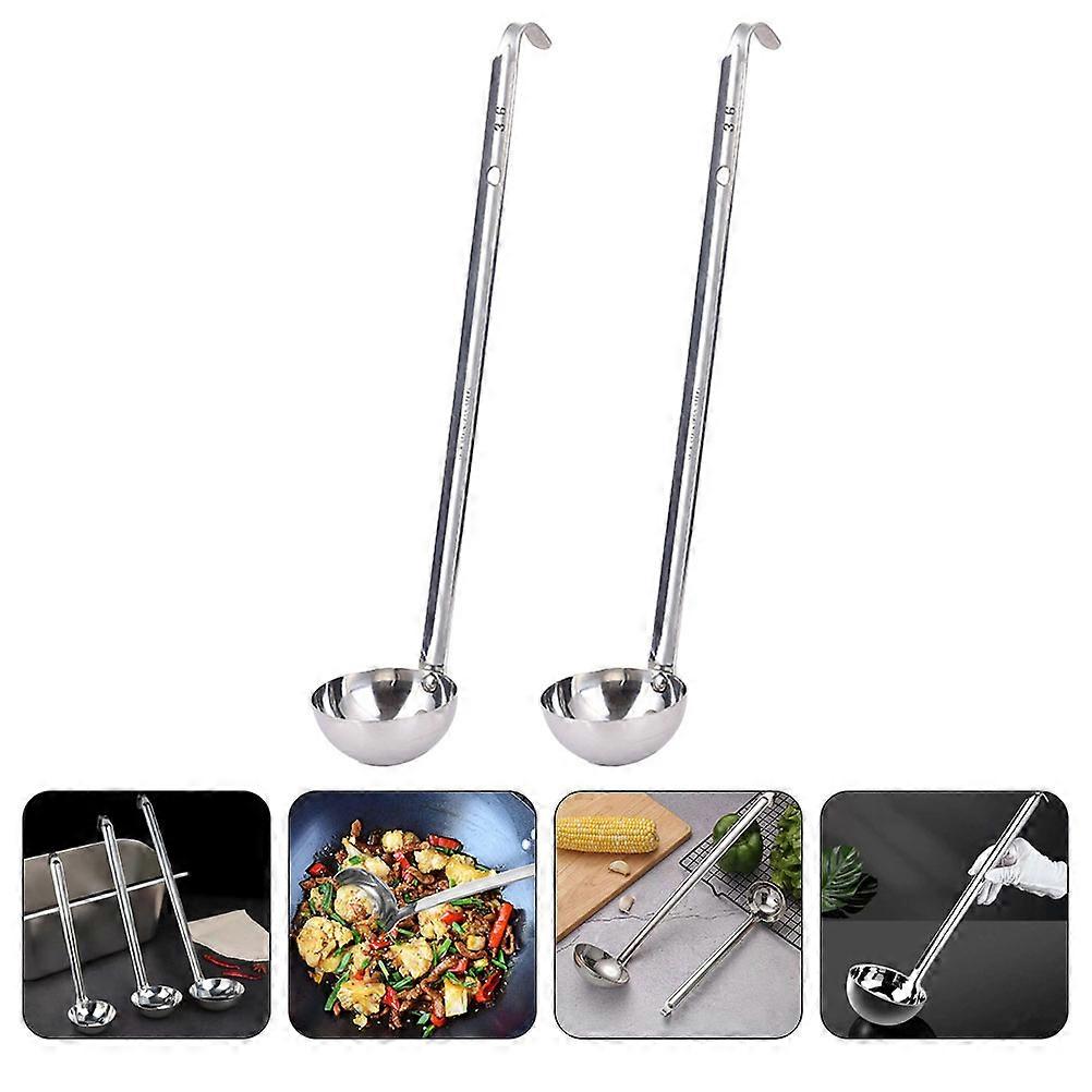 2pcs Sauces Ladles Stainless Steel Long Handle Ladles Ladle Soup Ladle ...