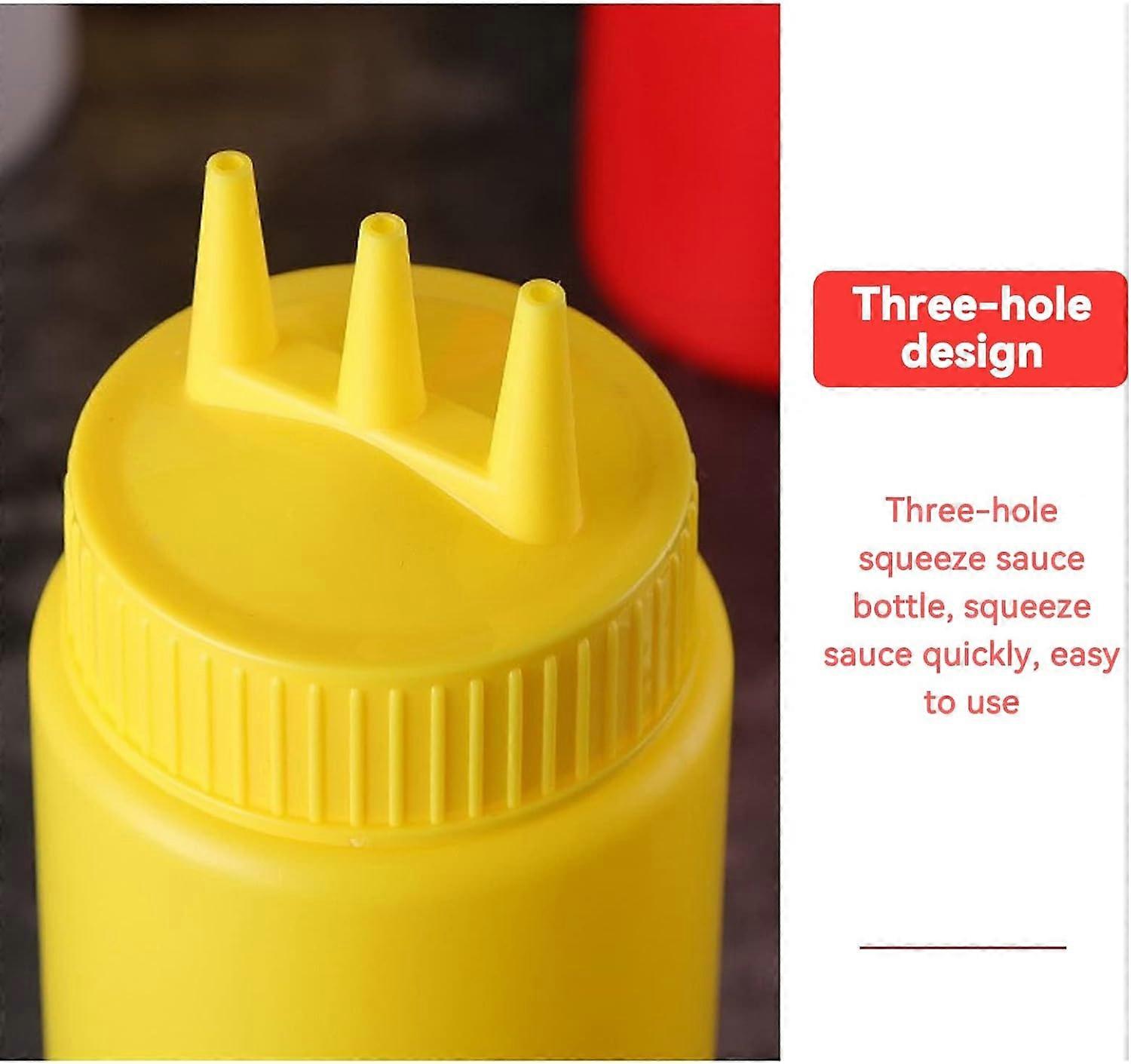 3Pcs 3 Hole Condiment Squeeze Bottle, Empty Squeeze Sauce Bottles 450ml ...