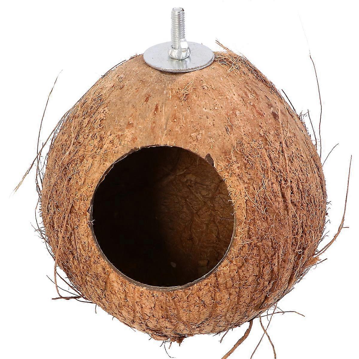 Handmade Coconut Shell Bird Nest Classic Wide Entrance House Birds Bed ...