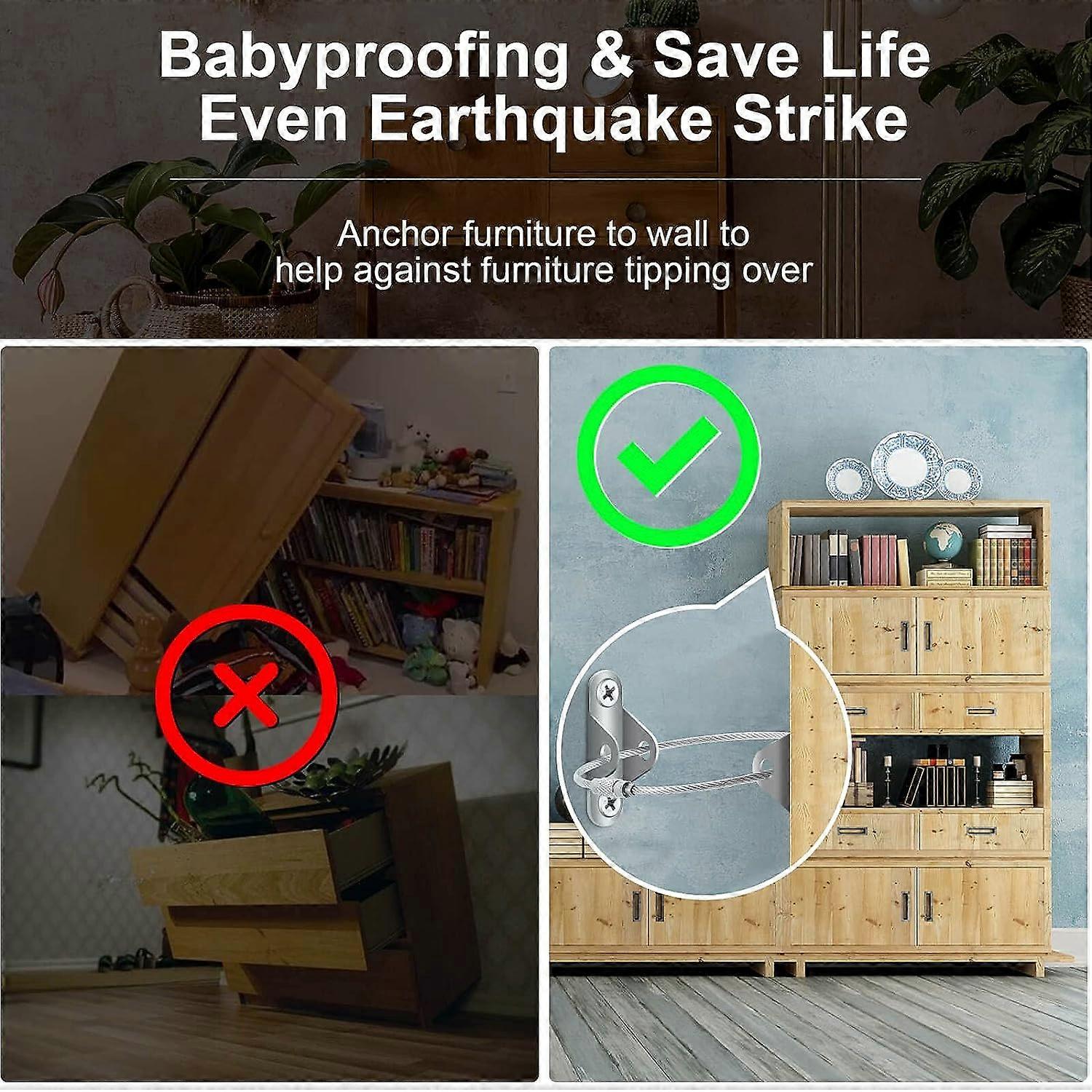 Anti Tip Furniture Anchors for Baby Proofing, Metal Furniture Wall ...