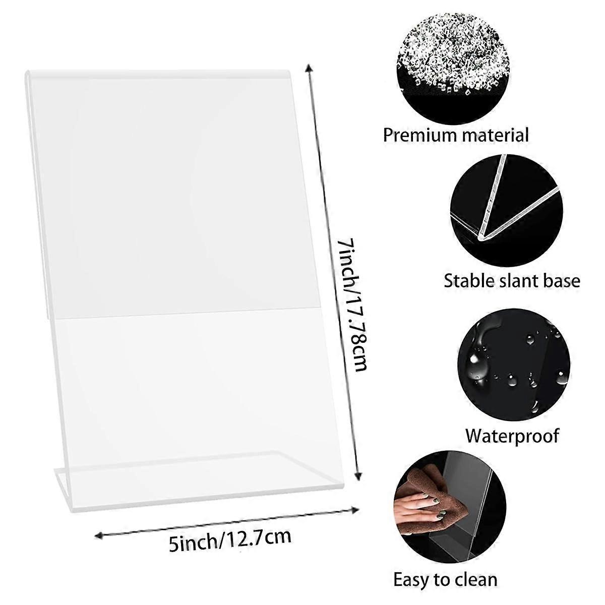 Acrylic Sign Holder 5x7In, 4 Pack Clear Plastic Sign Holder with Hidden ...