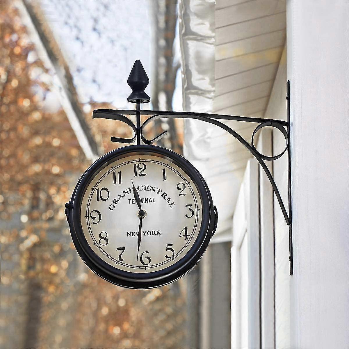 Double-sided Wall Clock Station Clock Garden Clock Double-sided Clock ...