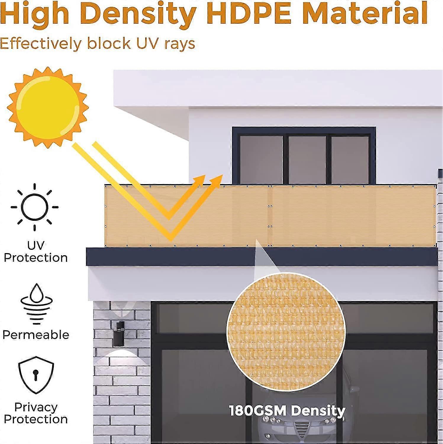 Balcony Privacy Screen 90 X 600cm Privacy Cover 180g/m Hdpe Fabric Uv ...