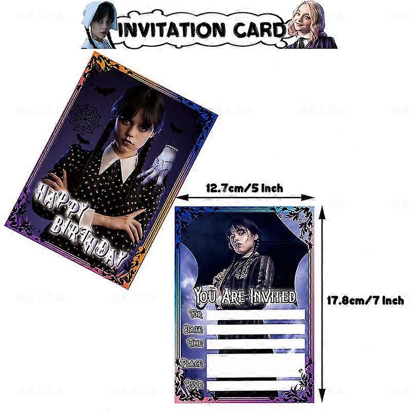 Wednesday Themed Birthday Party Invitation Cards Wednesday Girl's ...