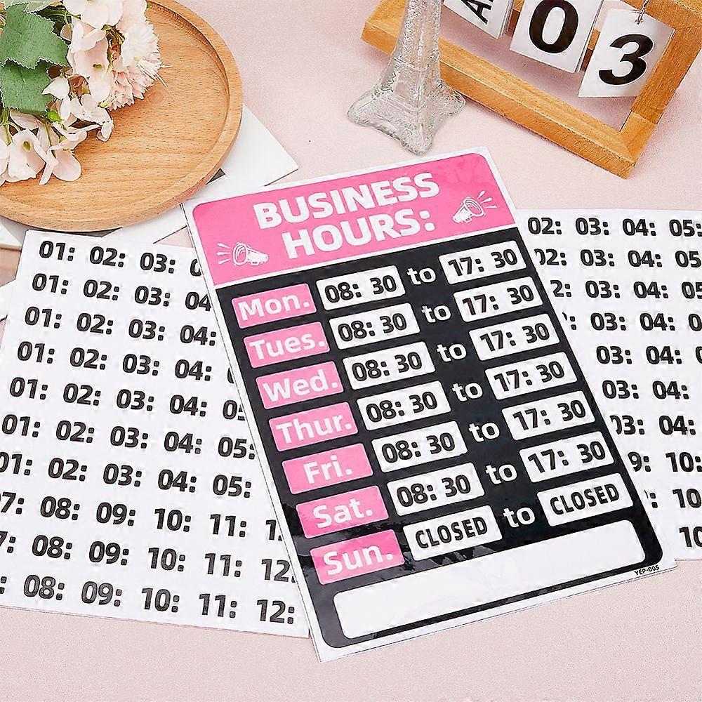 1Bag PVC Business Hours Sign Stickers Rewritable Closed Open Sign Hours ...
