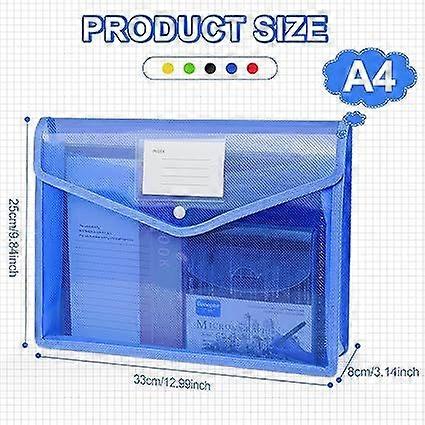 A4 Plastic Folders, 5 Pack Clear Pocket Folders, Plastic File Folders ...