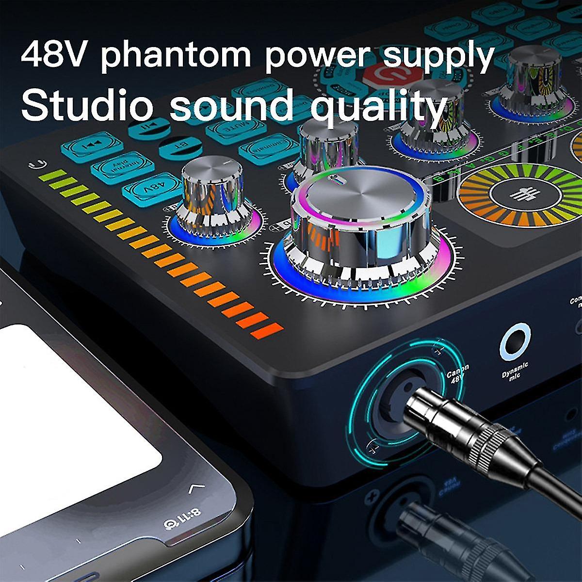 Live Sound Card Studio Record Soundcard Bluetooth Microphone Mixer ...