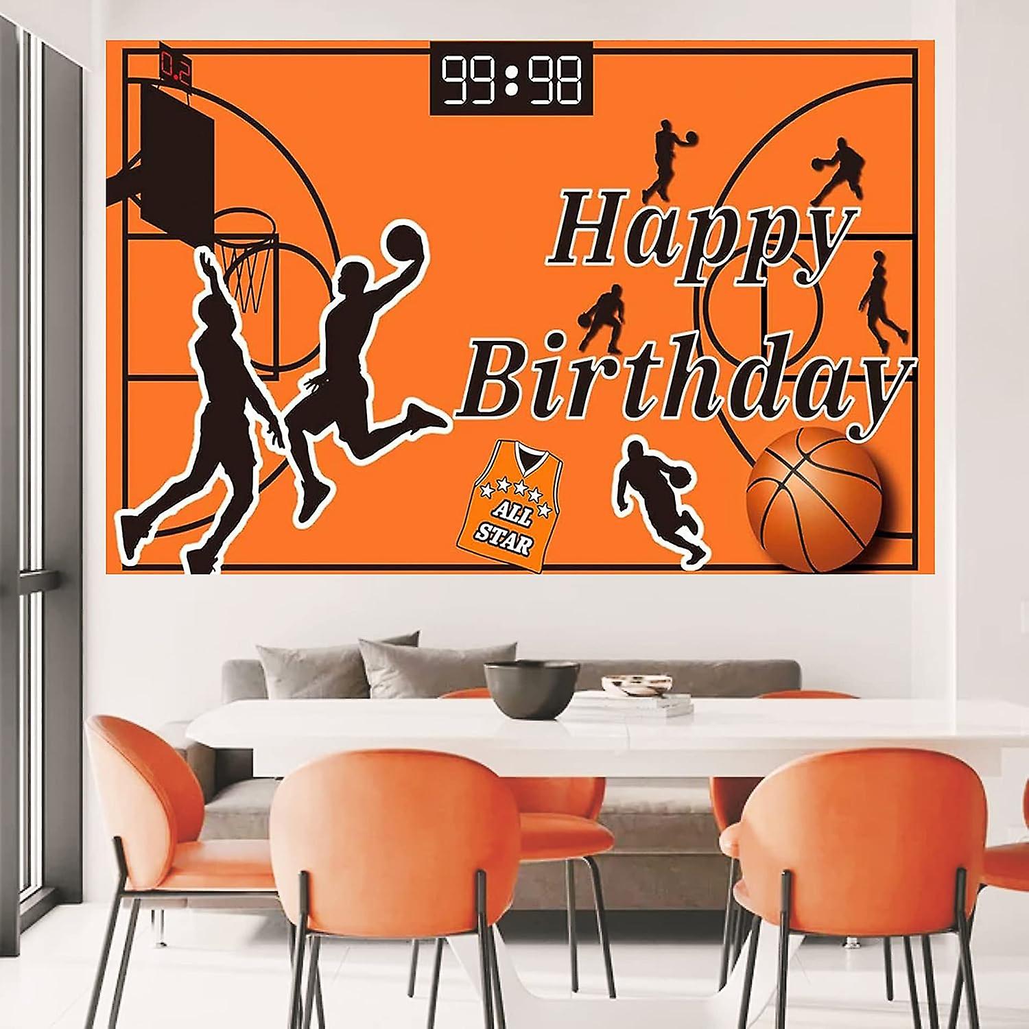 Basketball Happy Birthday Backdrop Banner Basketball Theme Birthday ...