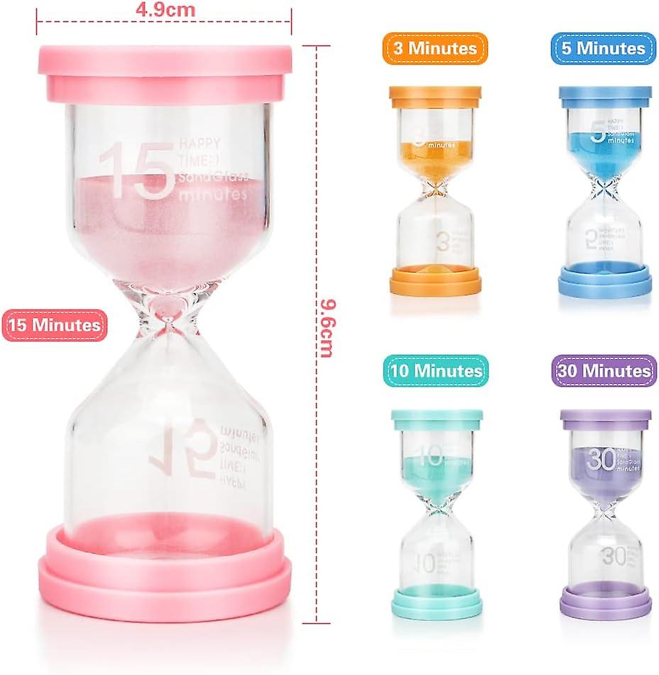 Set of 5 Hourglasses, Children's Hourglass, Timer Hourglasses 3 5 10 15 ...