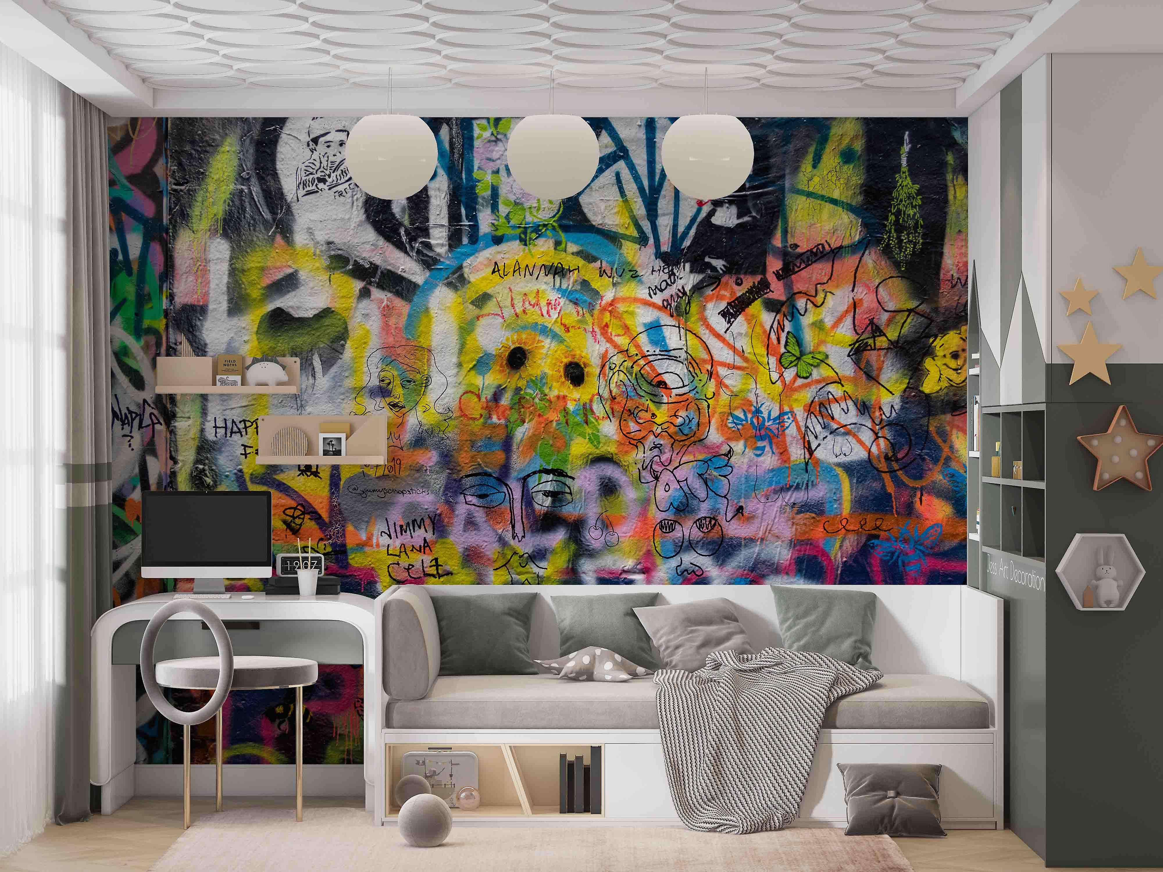 3D Graffiti Line Character Alphabet Wall Mural Wallpaper Gd 2900 ...