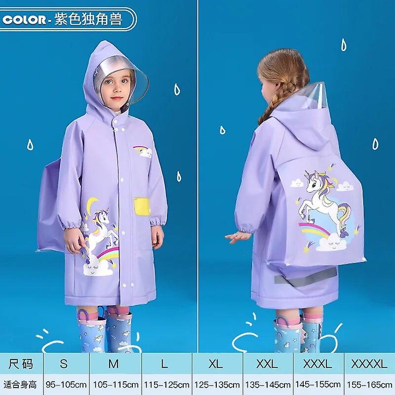 Eva Children's Raincoat Boys And Girls Full Body Waterproof Kindergarten Pupils Bring Schoolbags ...