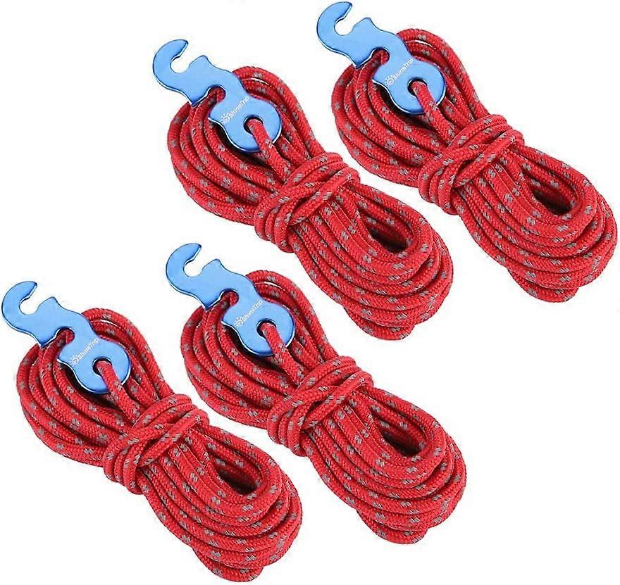 Yanmeer 3M X 4Pcs Reflective Tent Rope Adjuster Aluminum Cord Guy Line ...