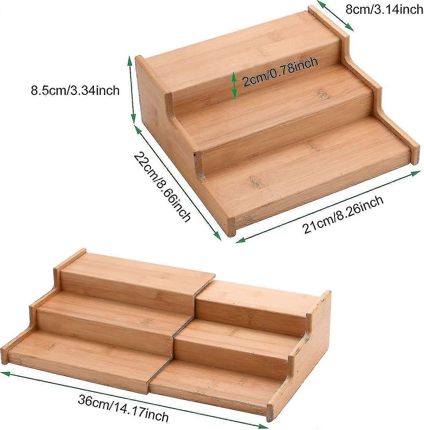 Spice Rack Kitchen Cabinet Organizer,bamboo Wood 3-tier Step Shelf ...