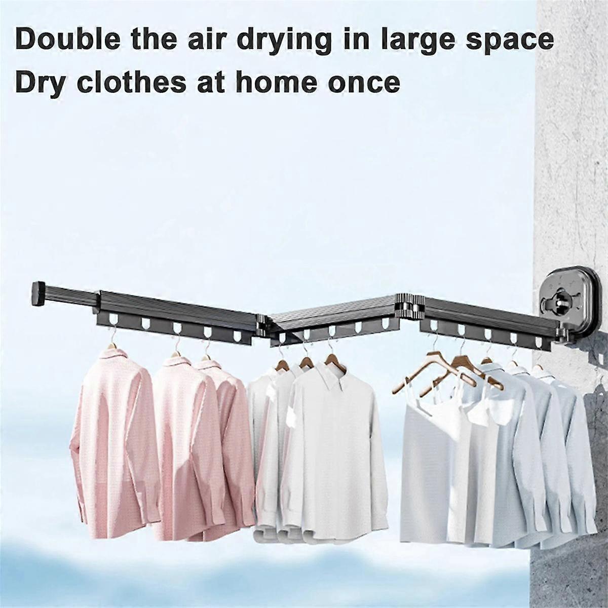 Folding Clothes Rack Aluminum Clothes Hangers Black Wall Mount Rack ...