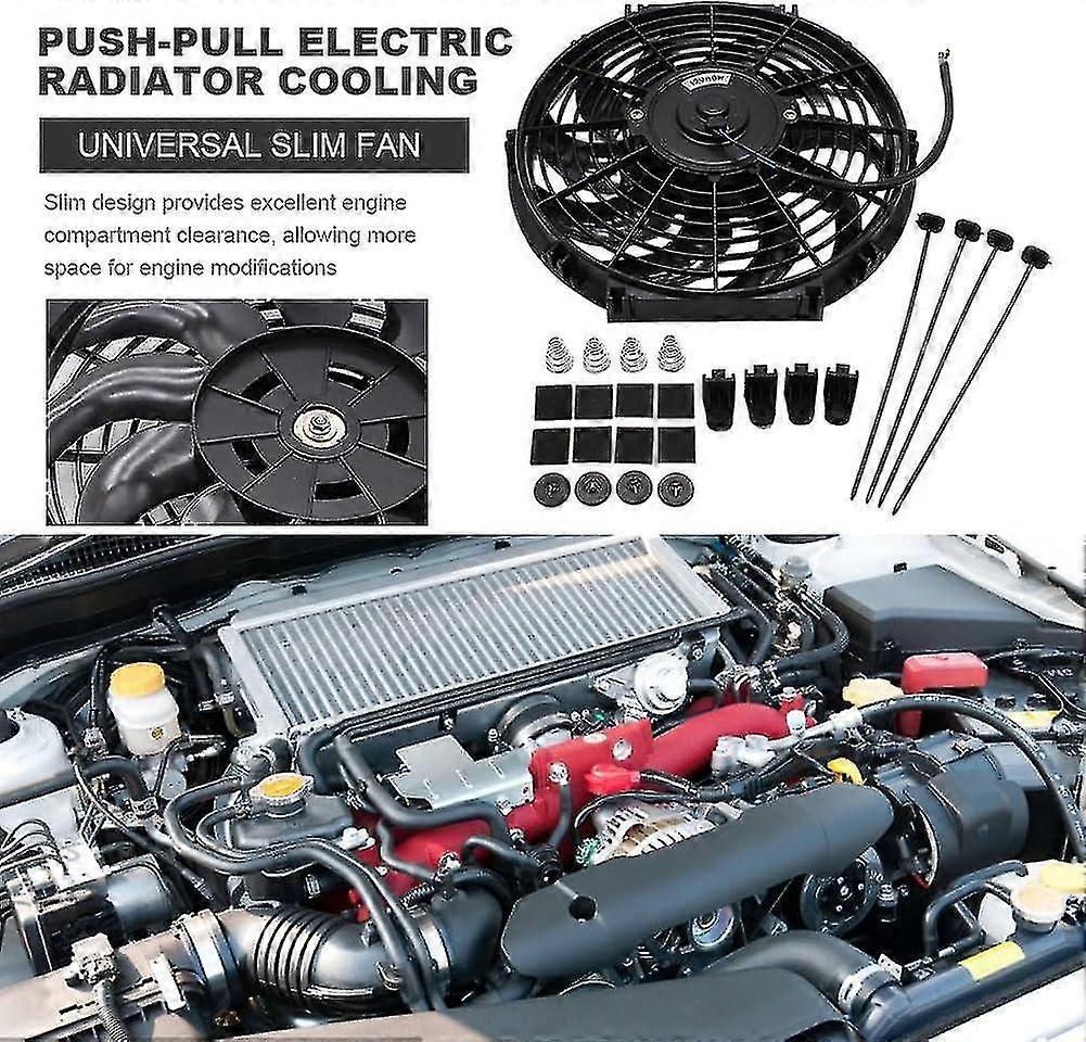 12 Inch Universal Electric Slim Fan Push Pull Radiator Engine Cooling ...
