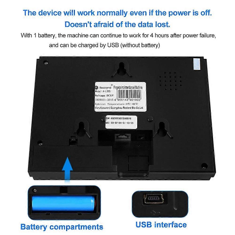 2.8inch Wifi RFID Biometric Fingerprint Time Attendance TCP/IP USB ...