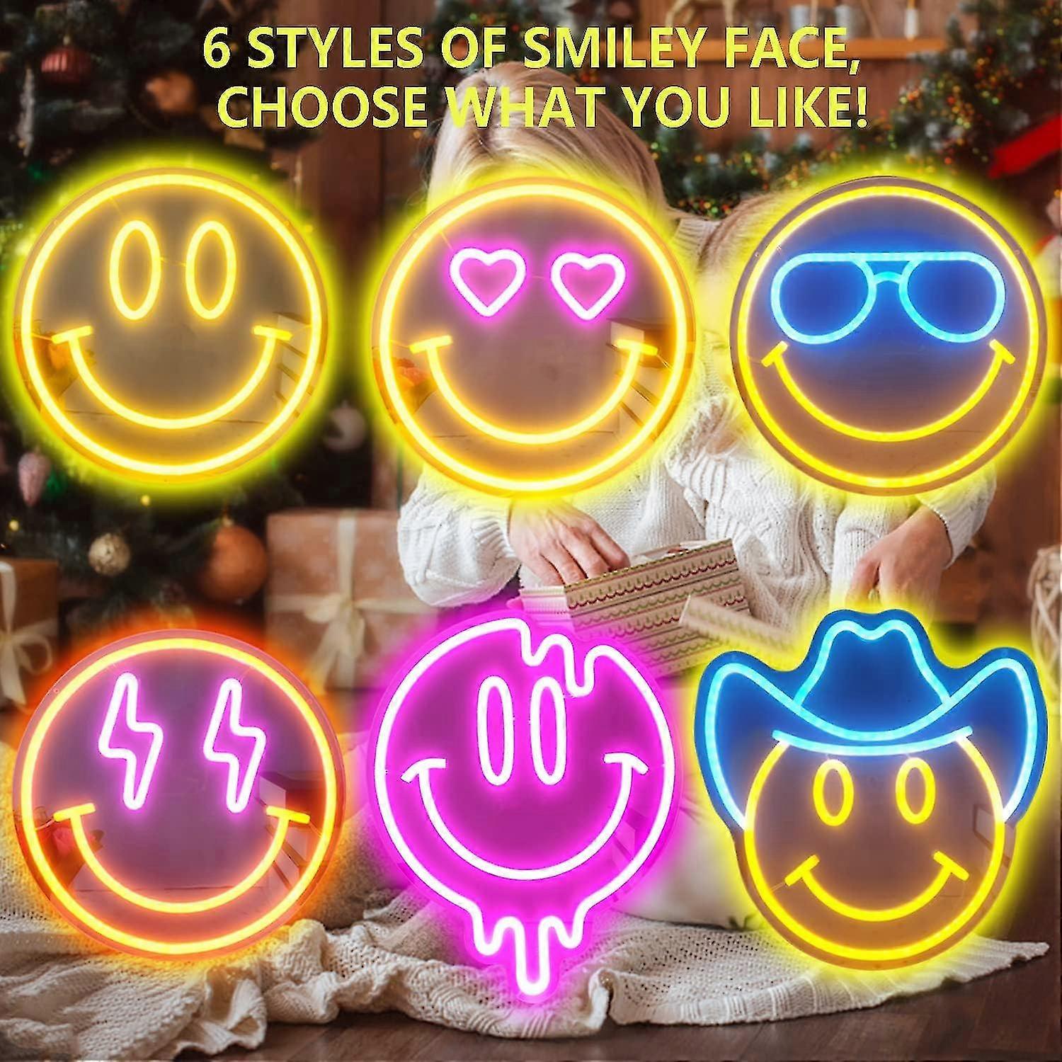 Smiley Face Neon Sign Dimmable Smiley Face Led Sign Smile Neon Sign For ...