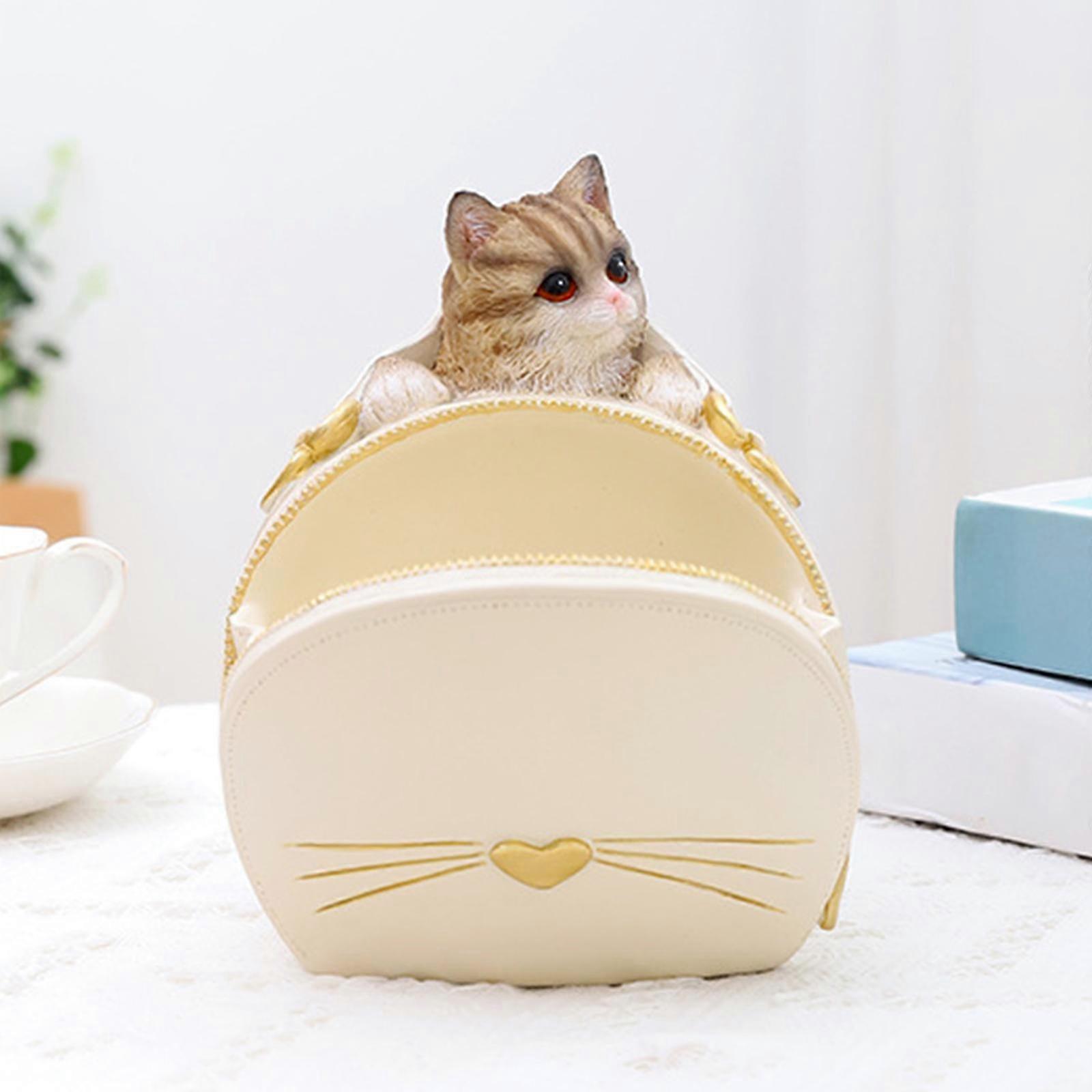 Cat Storage Box Resin Home Sculpture Desktop Lucky Cat Storage Key ...